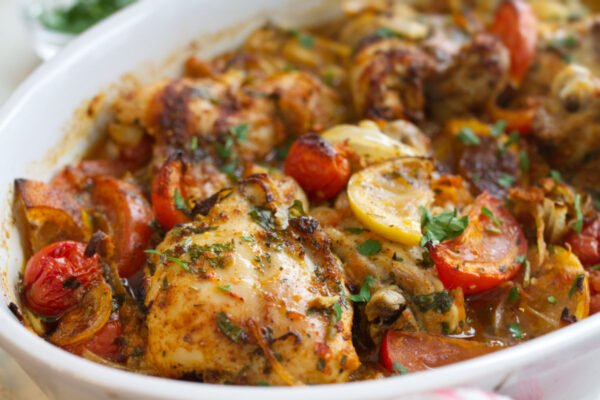 Baked Mediterranean Chicken Thighs | 5 Mins Prep – One-Pan Recipe