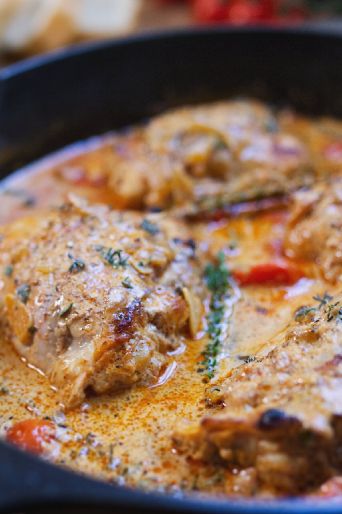 One Skillet Creamy Mediterranean Chicken Thighs